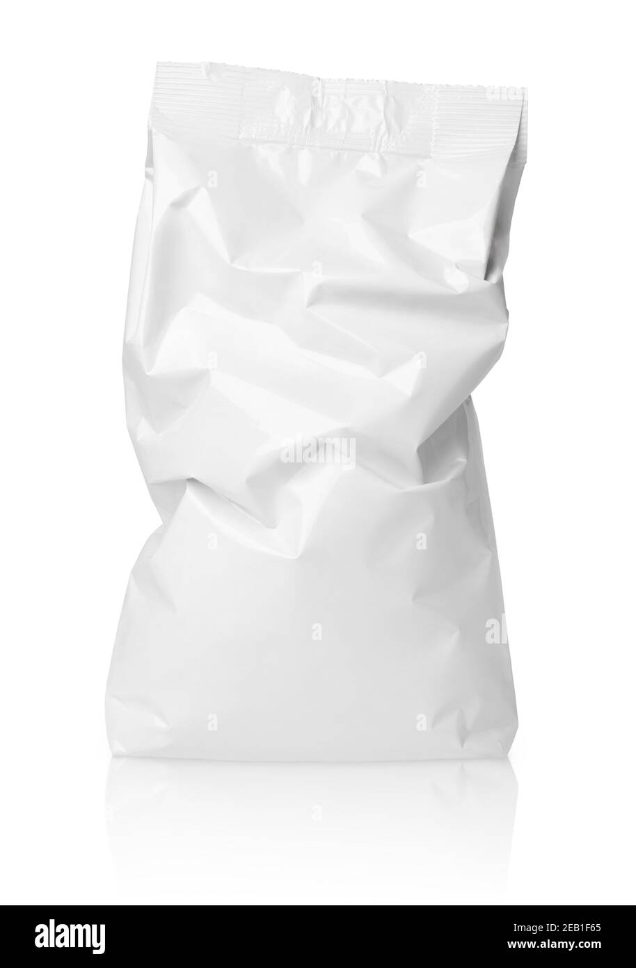 Crumpled blank paper bag package with creases isolated on white with ...