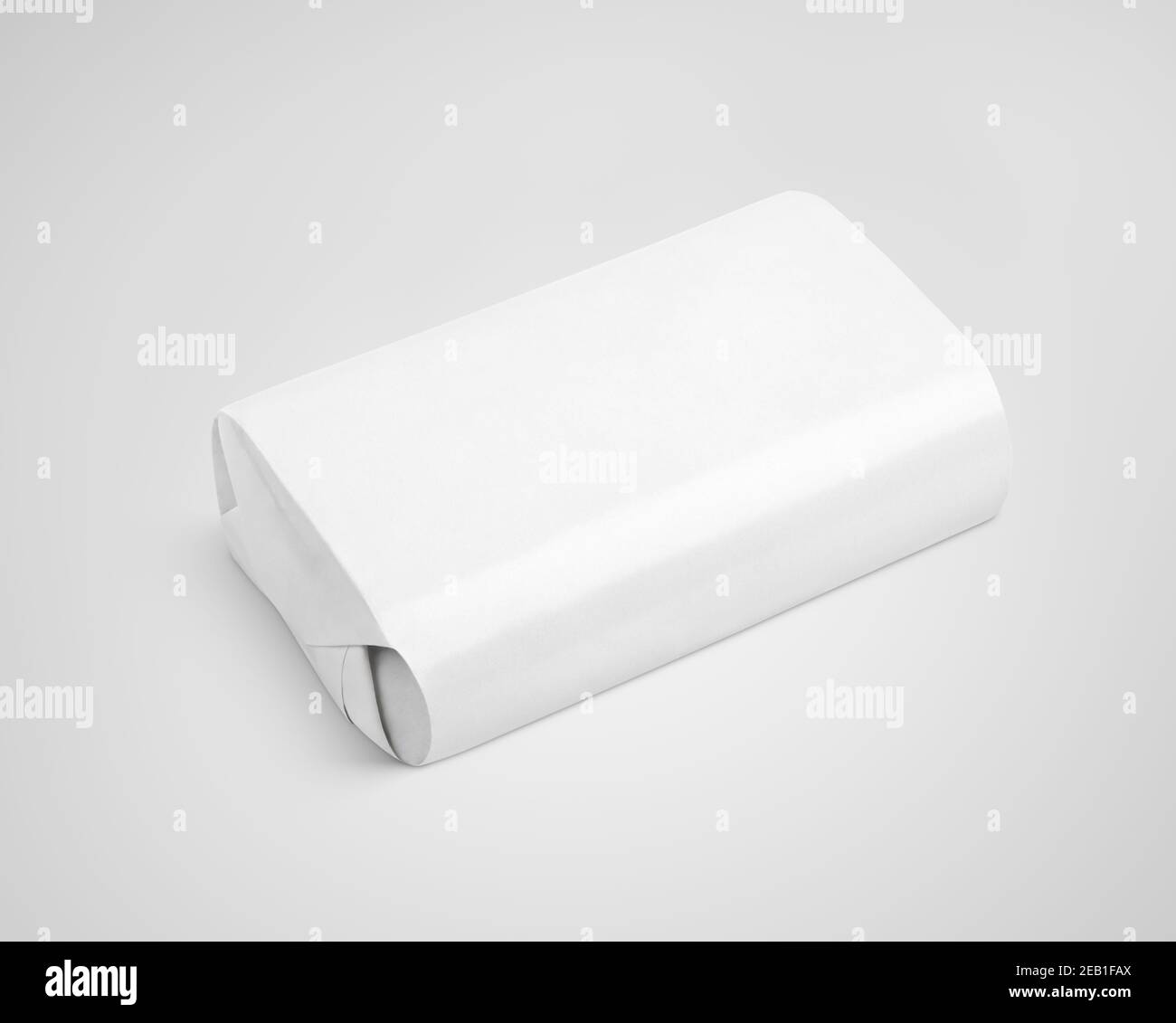 White soap wrap box package on gray background with clipping path Stock ...