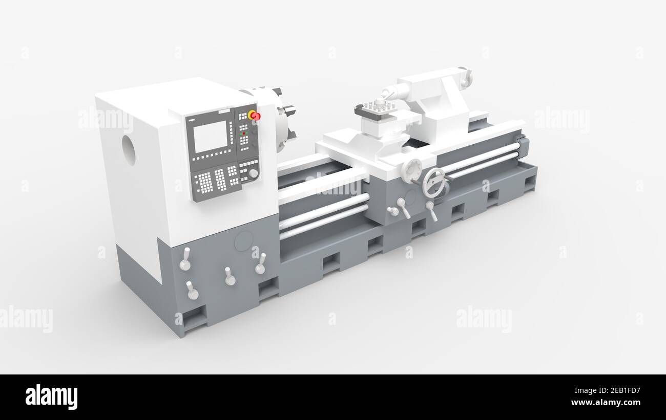 Lathe 3D rendering milling machine isolated in white studio background ...