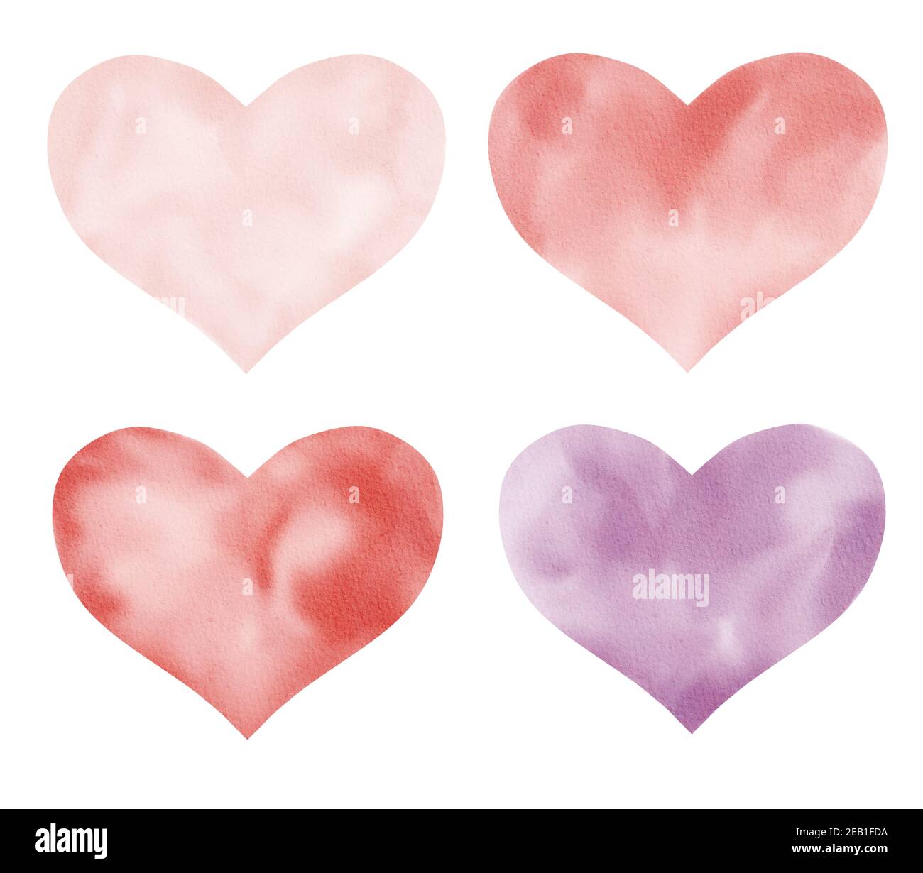 Love hearts watercolor clipart. Hand drawn illustration isolated on ...