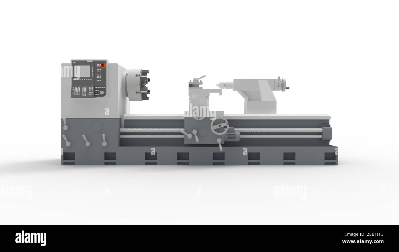 Lathe 3D rendering milling machine isolated in white studio background ...