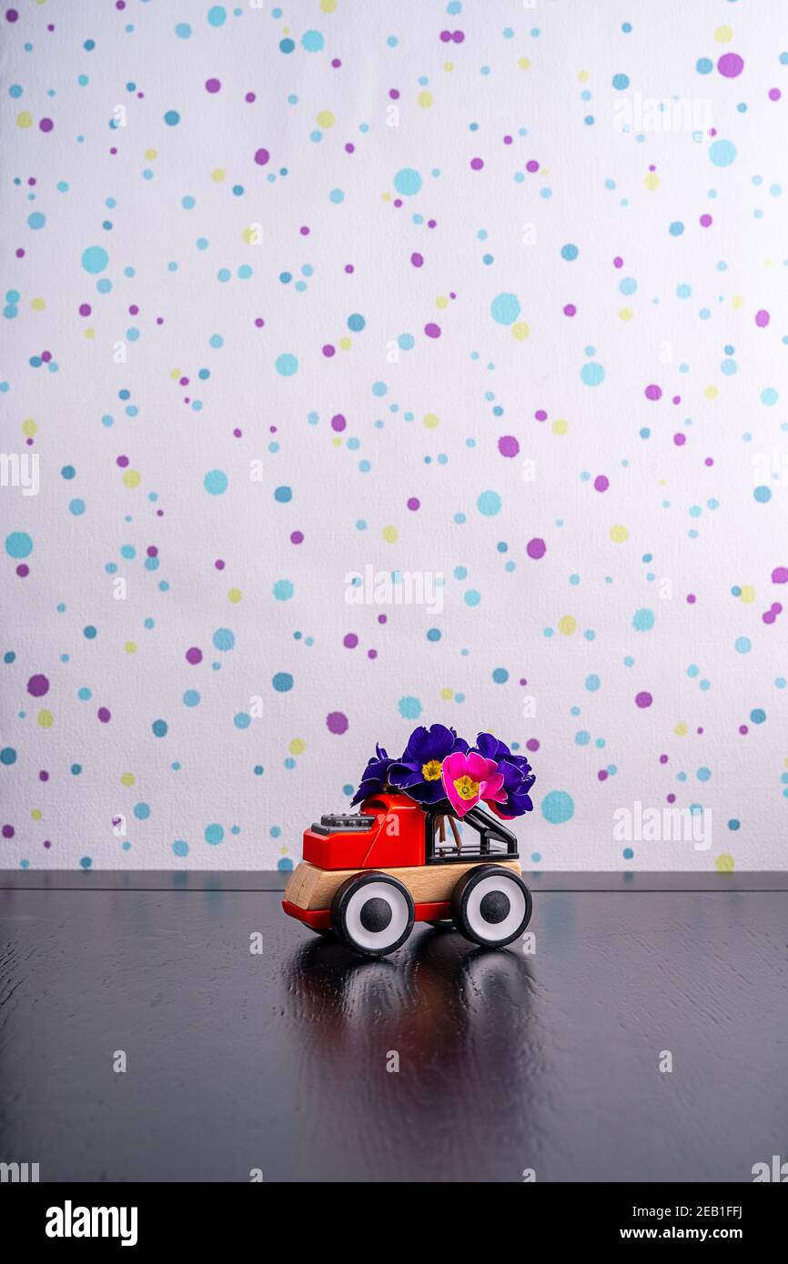 toy car is on the table in the children's room.children's toys ...