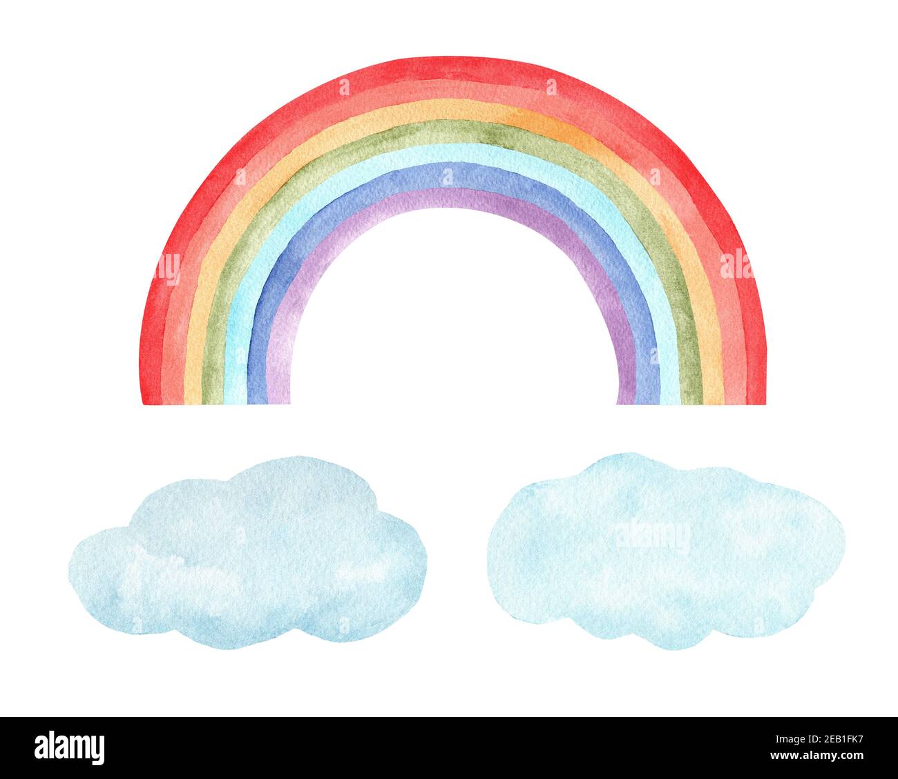 Rainbow and clouds watercolor clipart. Hand painted illustration ...