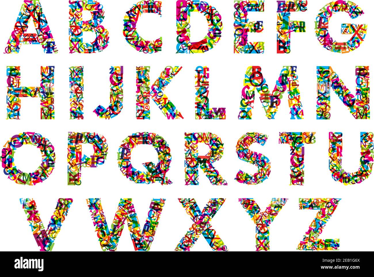 Colorful upper case alphabet letters isolated on white background Stock ...