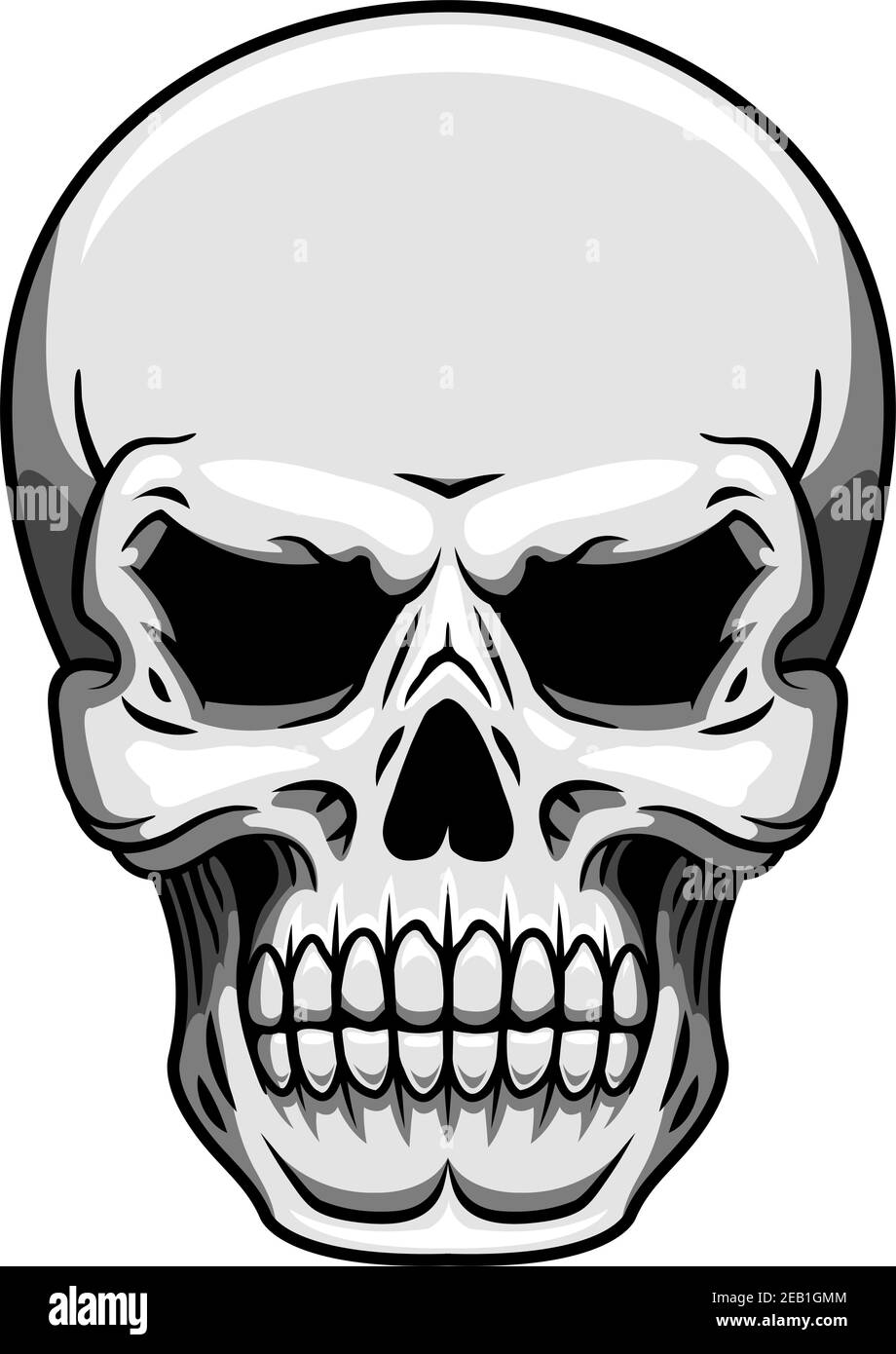 Gray human skull on white background for halloween, heraldic or tattoo ...