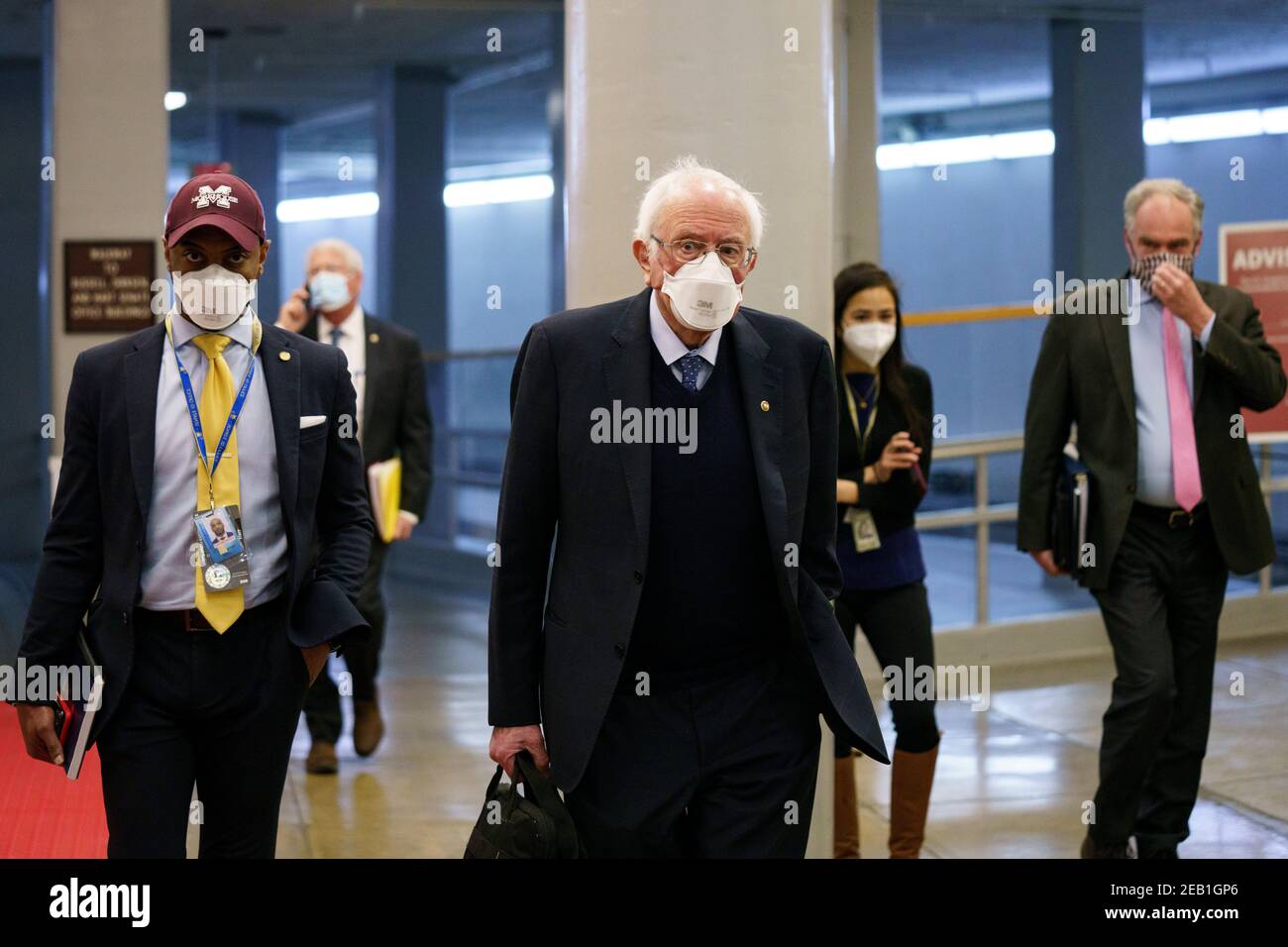 Senator Bernie Sanders, an Independent from Vermont, wears a protective ...
