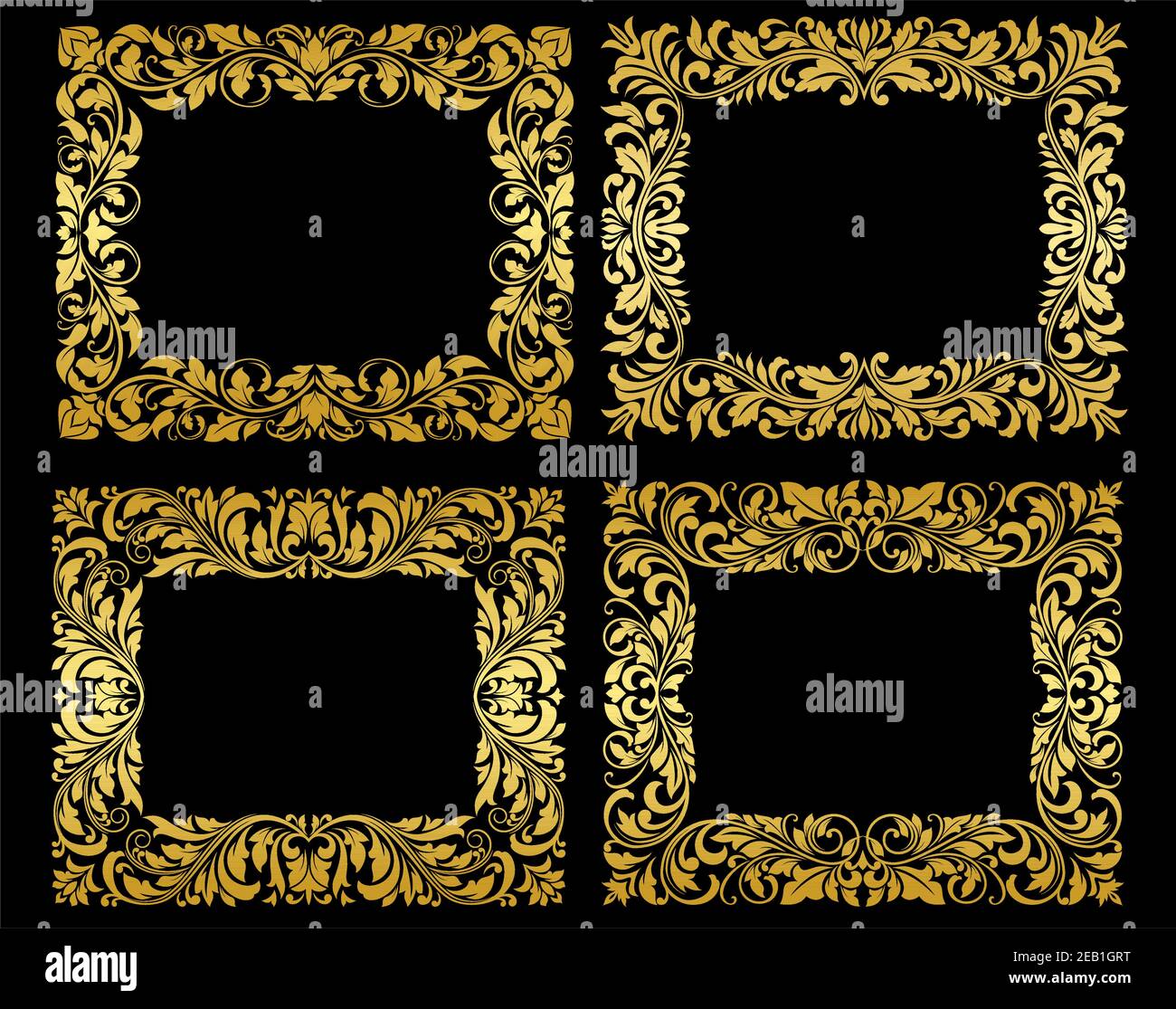 Ornate gold floral and foliate frames in elegant flowing patterns ...