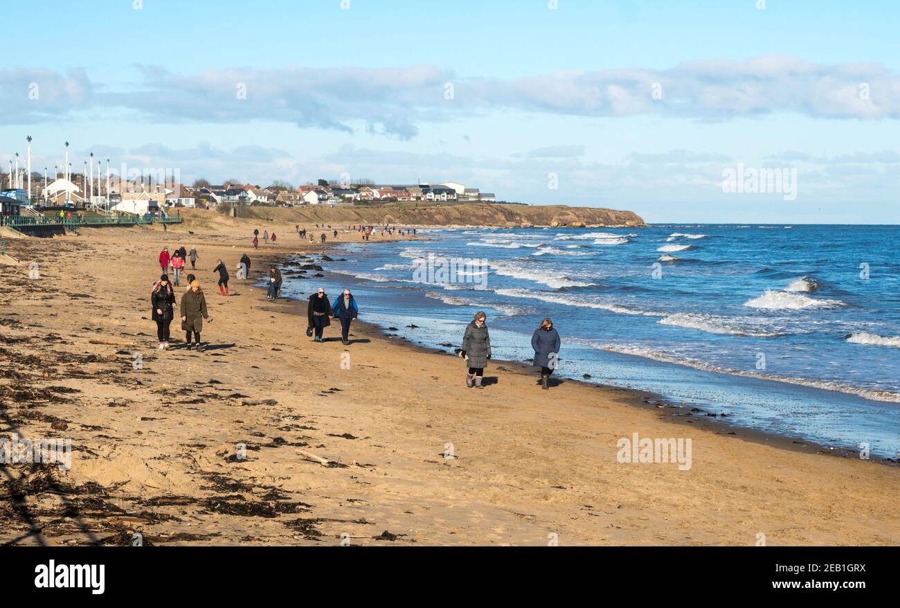 People walking along the beach at Seaburn in Sunderland, north east ...