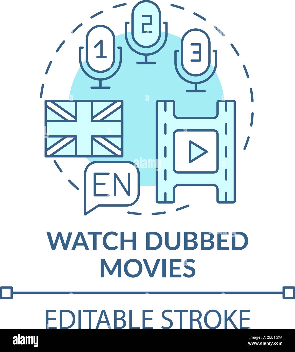 Watching dubbed movies concept icon Stock Vector Image & Art - Alamy