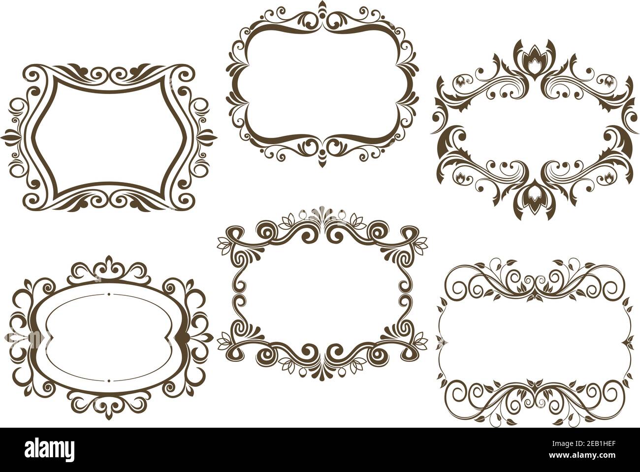 Retro vignettes and frames set with floral decorations for any vintage ...