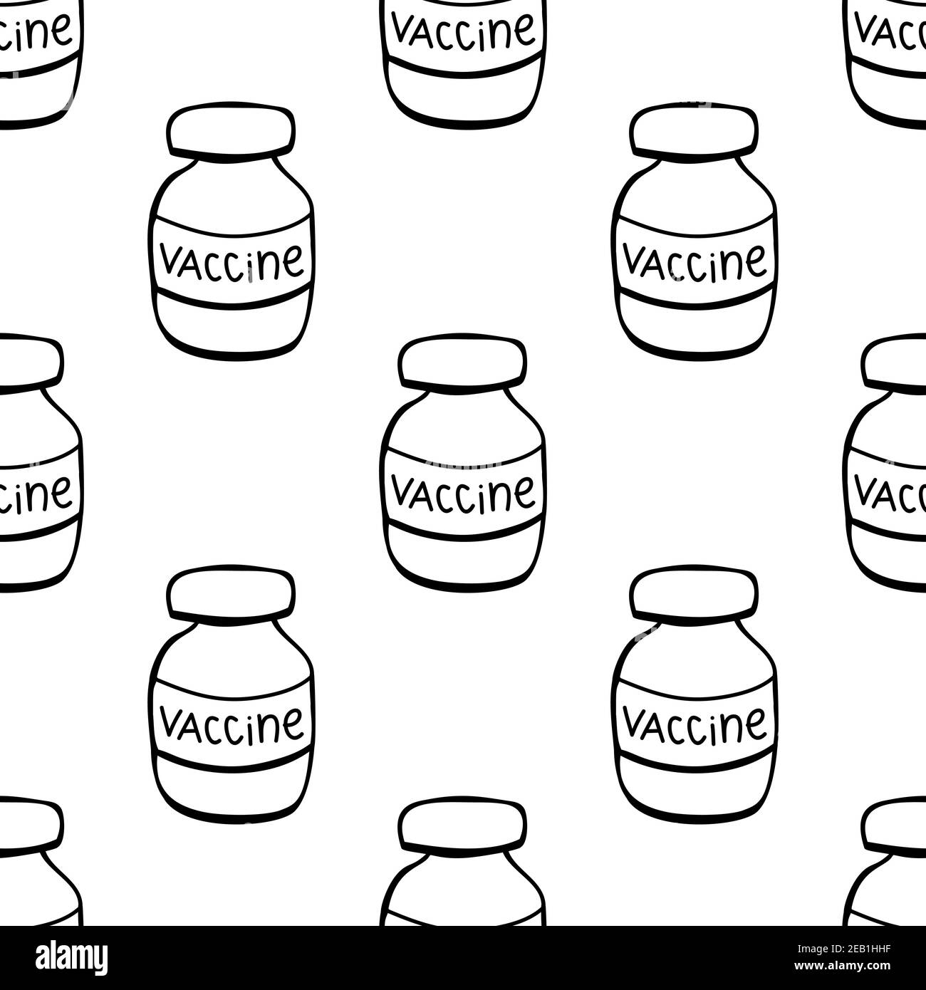 Seamless pattern made from hand drawn vaccine bottle illustration ...