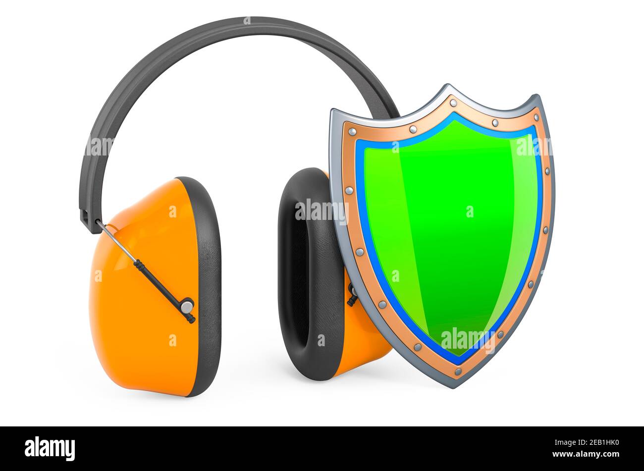Ear defenders with shield, 3D rendering isolated on white background ...
