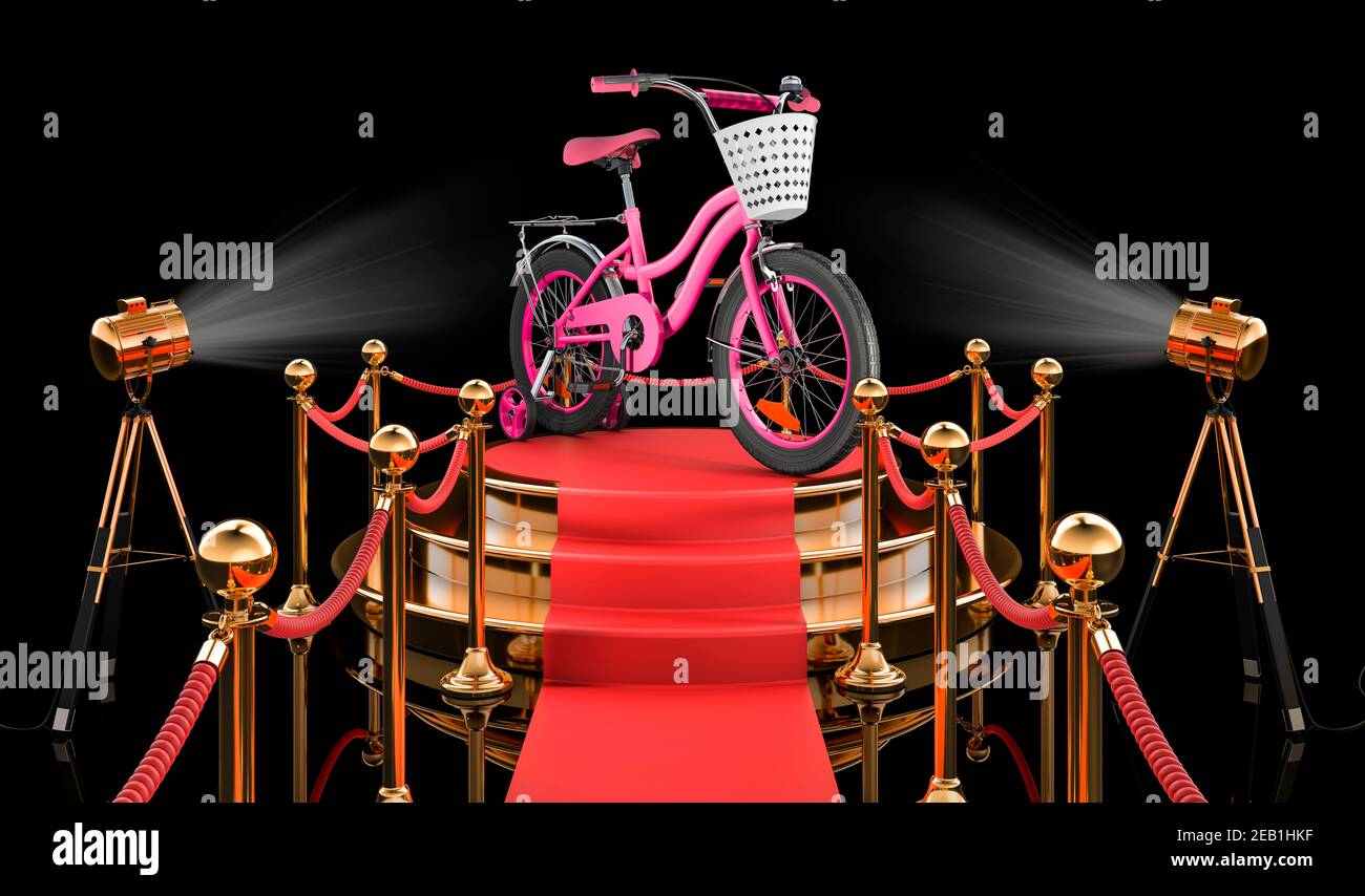 Podium with kids bicycle, 3D rendering isolated on white background ...