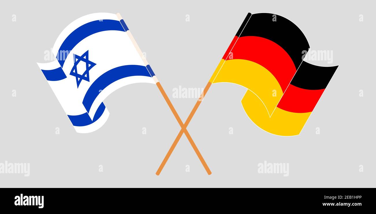 Crossed and waving flags of Israel and Germany. Vector illustration ...