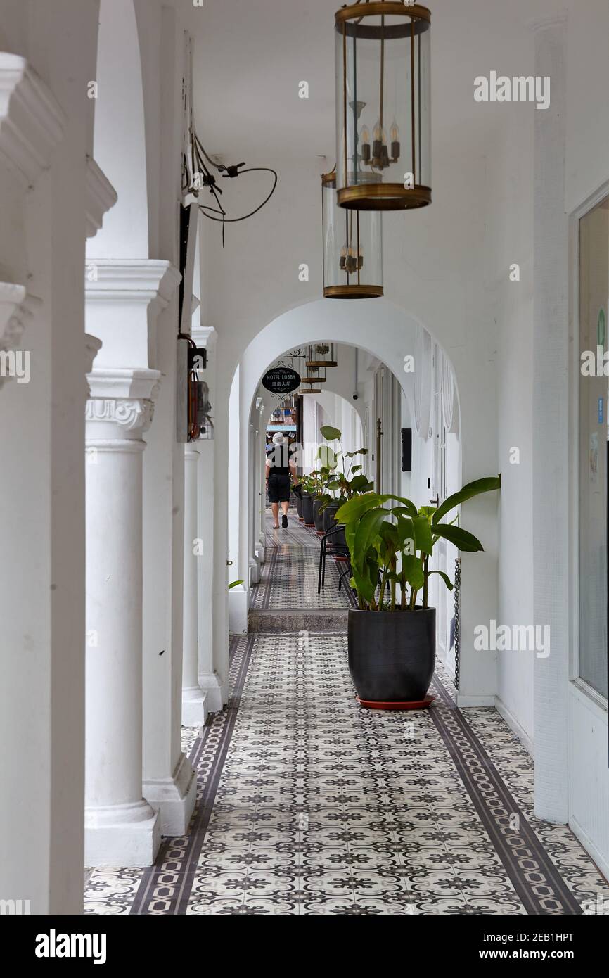 Beautifully restored five-foot way now part of a boutique hotel, George Town, Penang The five ...