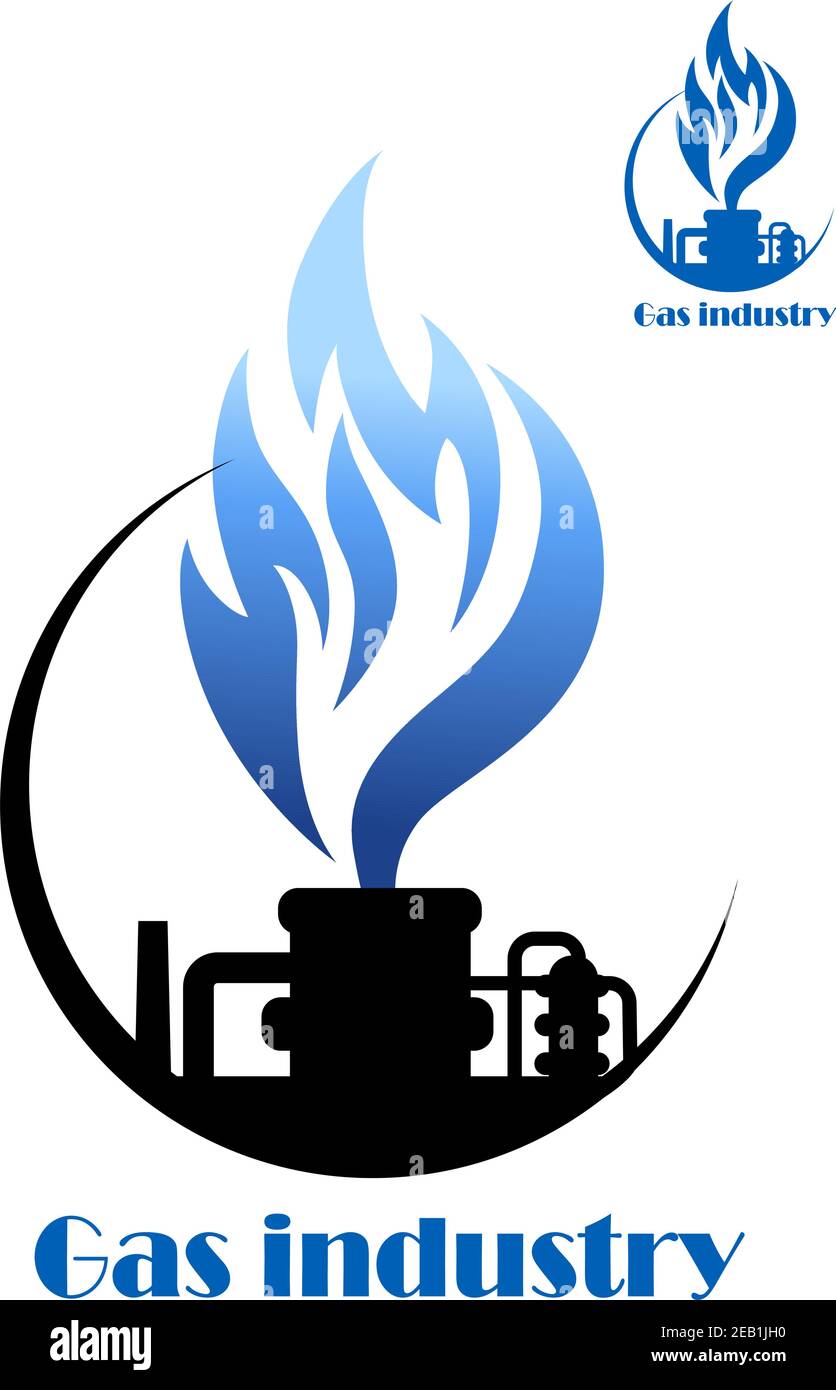 Well gas production and gas processing factory emblem or icon Stock ...