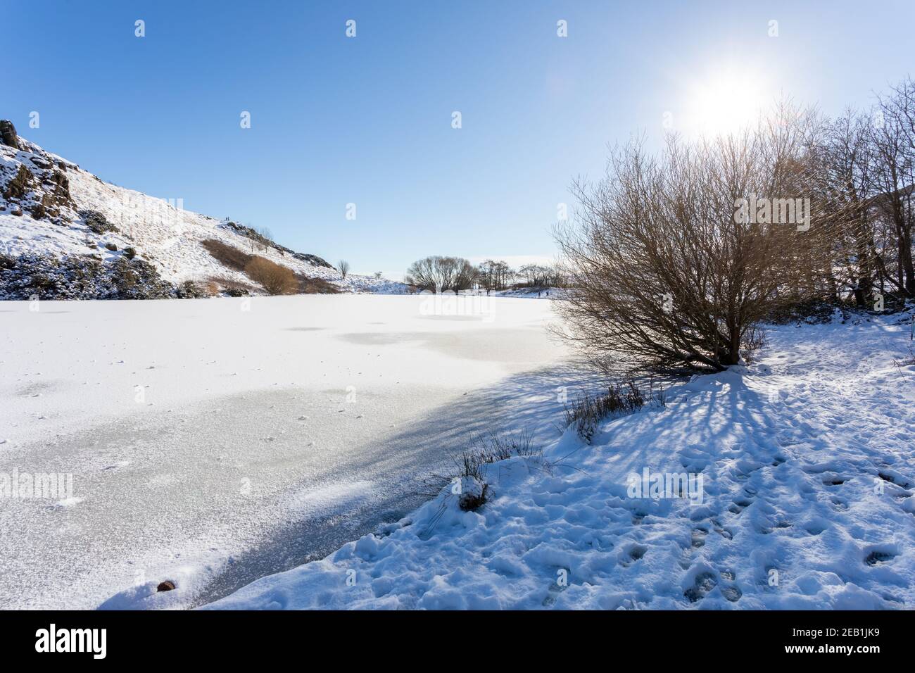Dunsapie Loch covered in ice and snow Stock Photo - Alamy