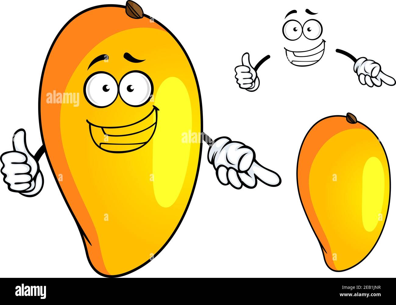 Sunny yellow cartoon tropical mango fruit character with happy smiling ...