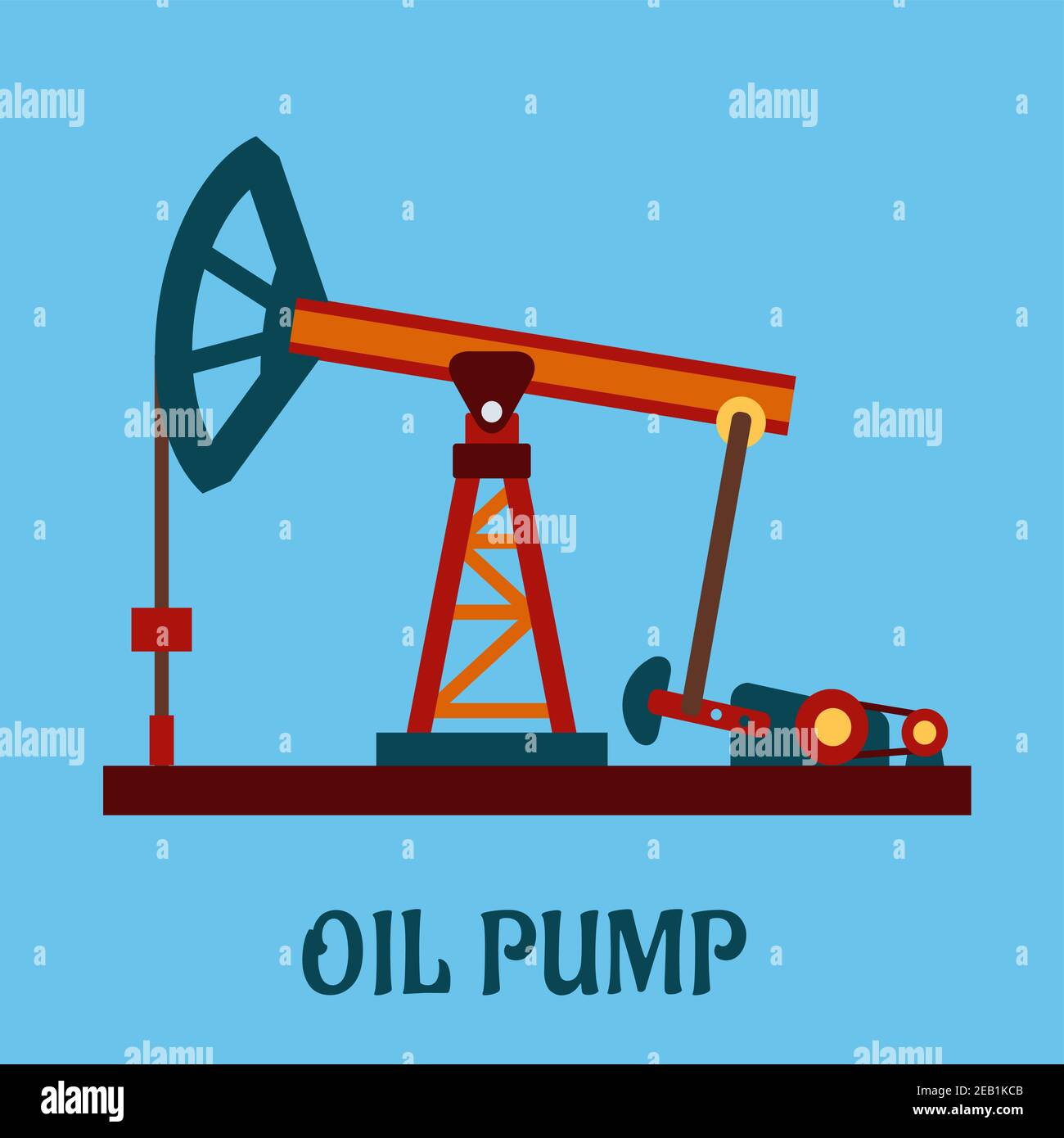 Isolated flat oil pump icon for petroleum refining industrial design ...