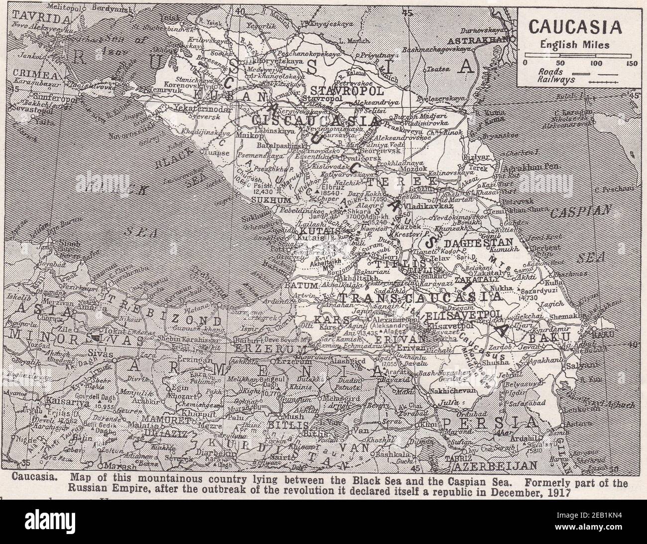 Vintage map of Caucasia 1940s Stock Photo - Alamy