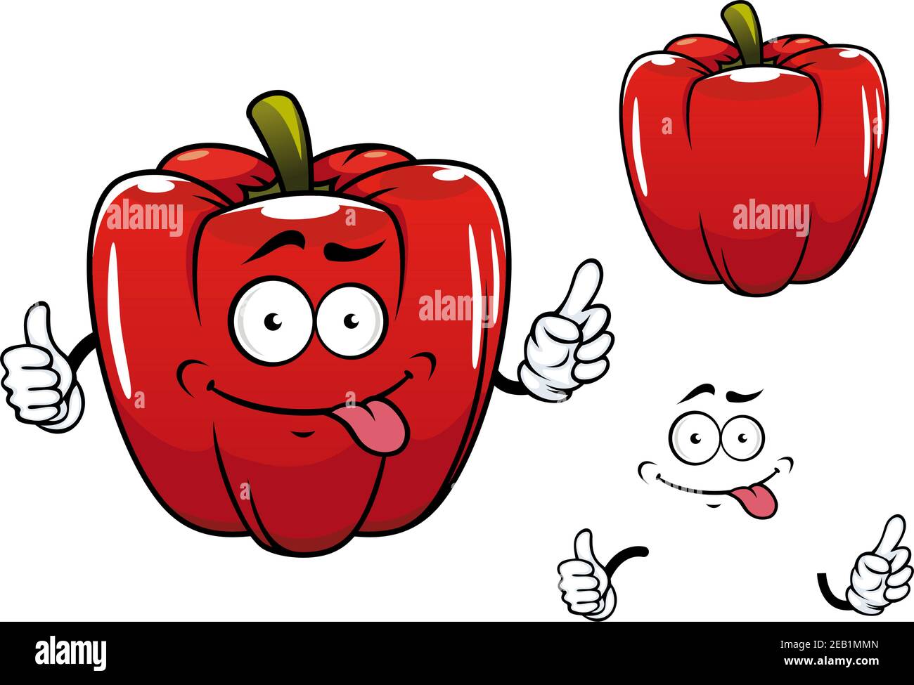 Red glossy bell pepper vegetable cartoon character with funny smiling ...