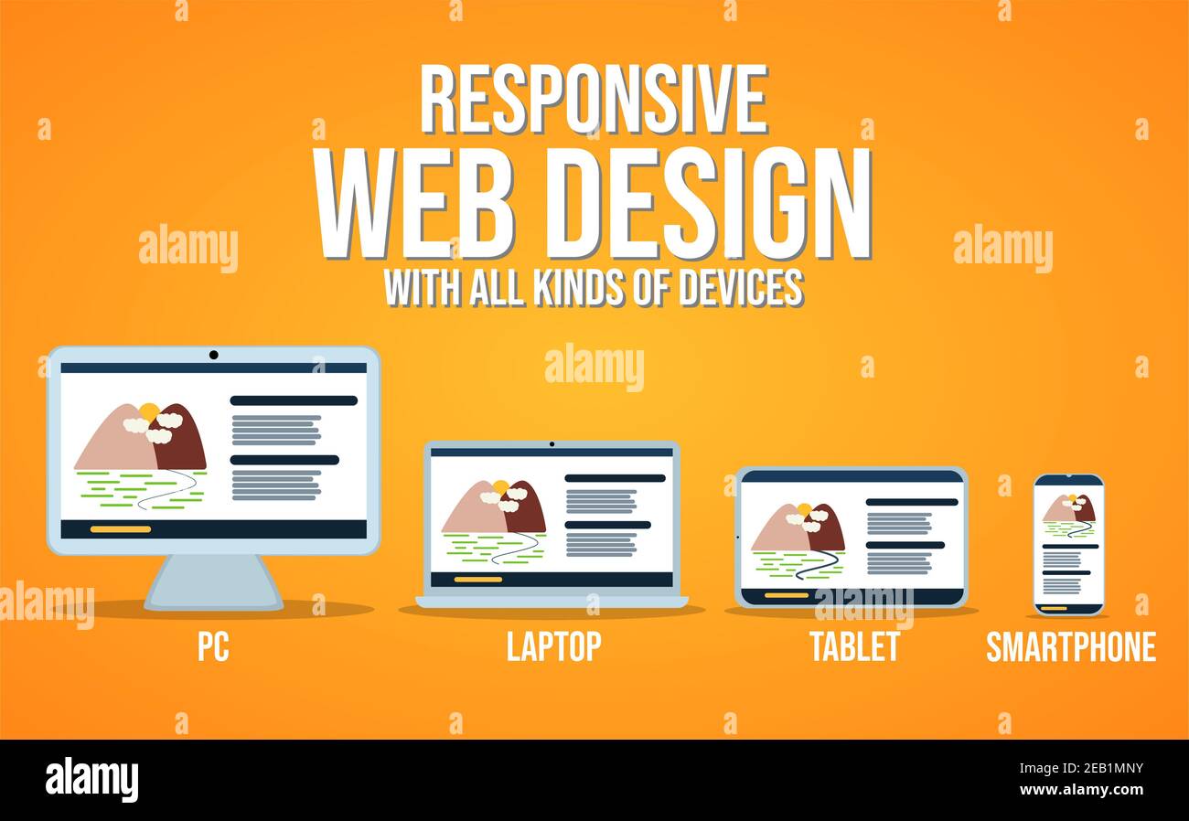 Illustration showing a responsive web design on multiple devices Stock ...