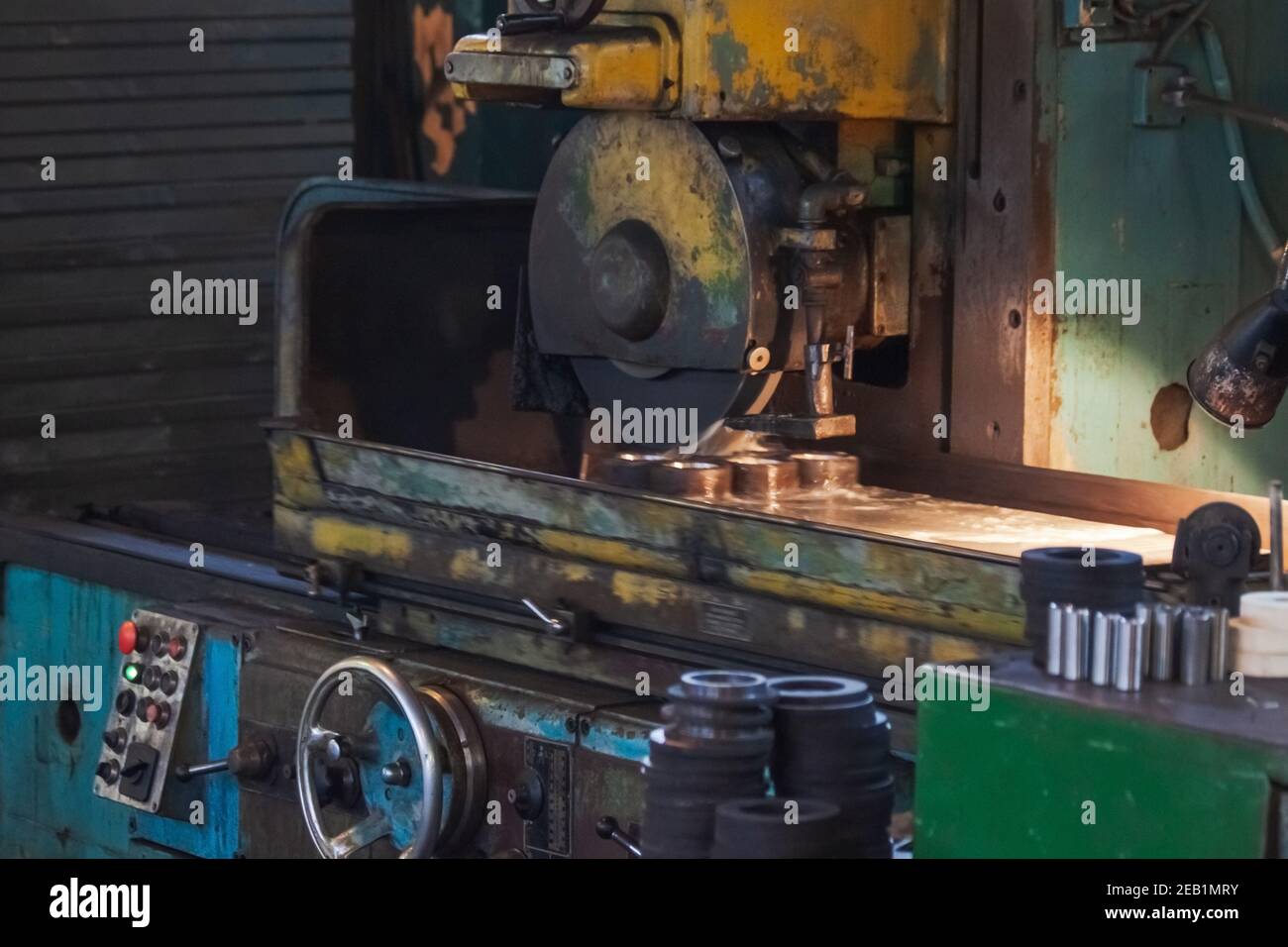 An old surface grinding machine. The machine is designed for grinding ...