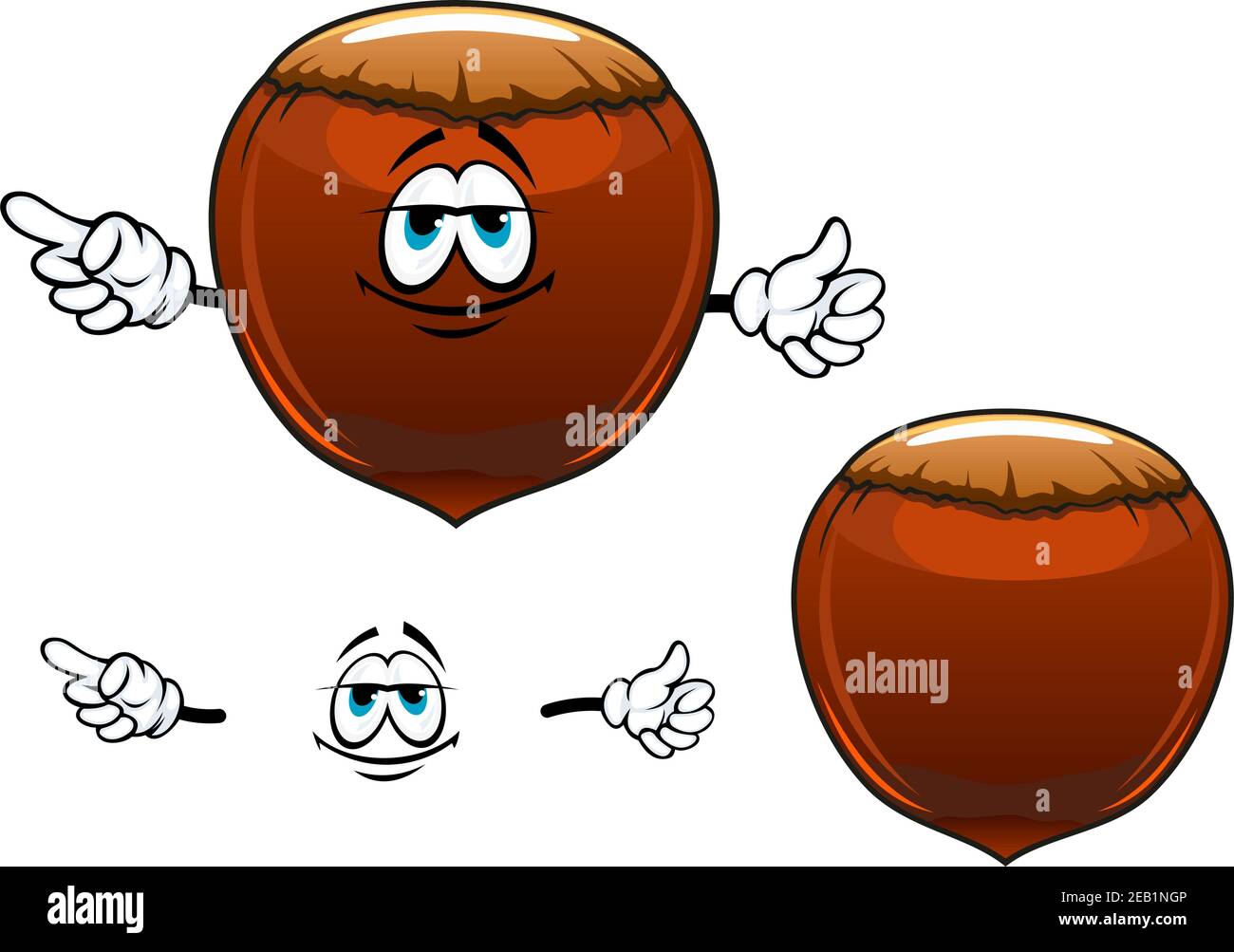 Dried hazelnut fruit cartoon character showing smiling brown nut with ...
