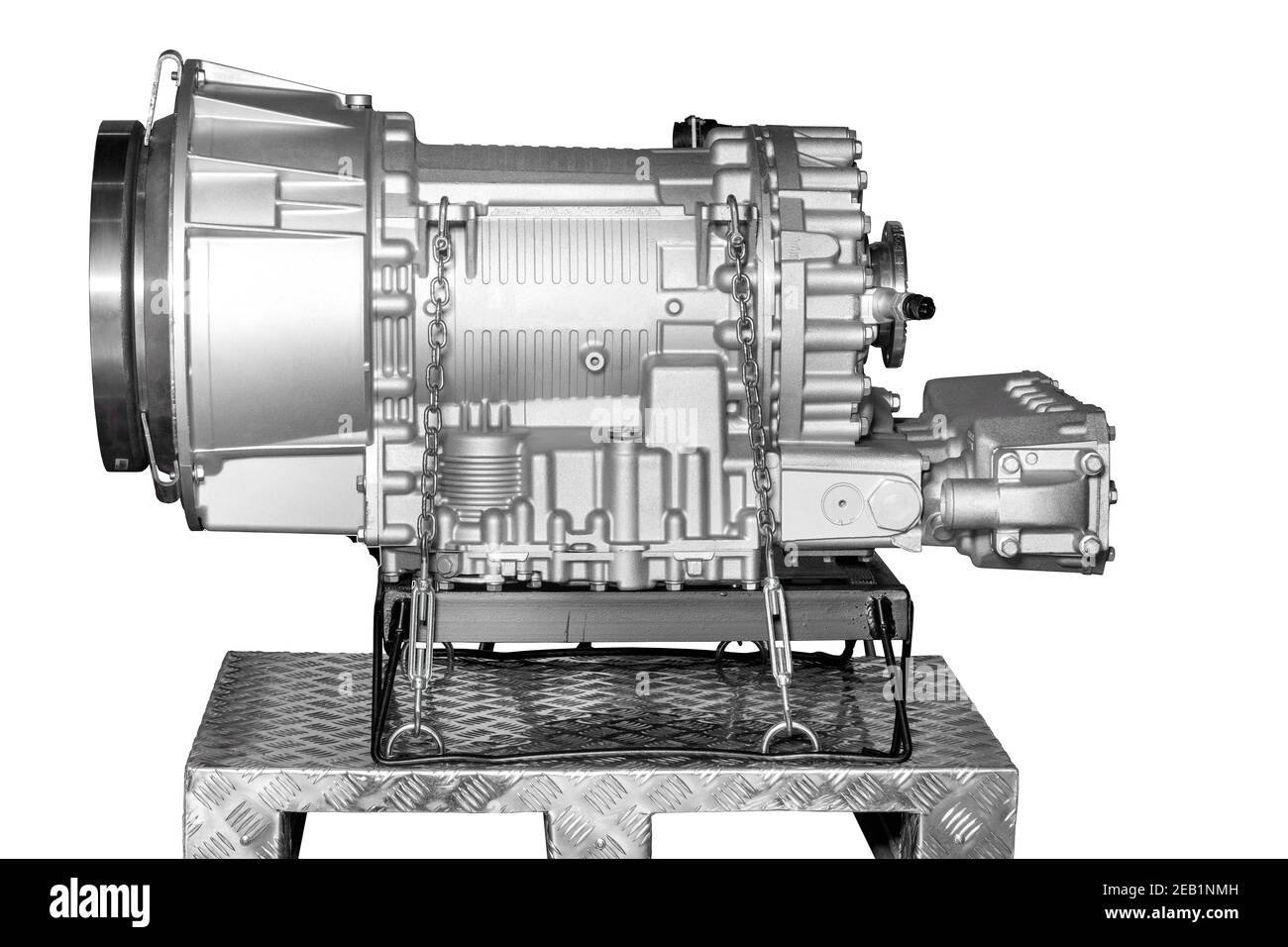 The stand features a powerful diesel internal combustion engine in a ...