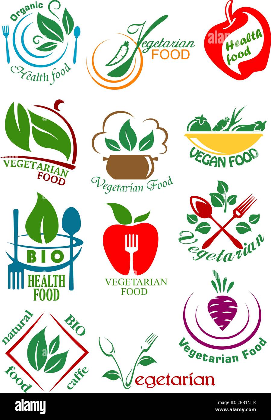Vegetarian health food design elements including abstract vegan dishes ...