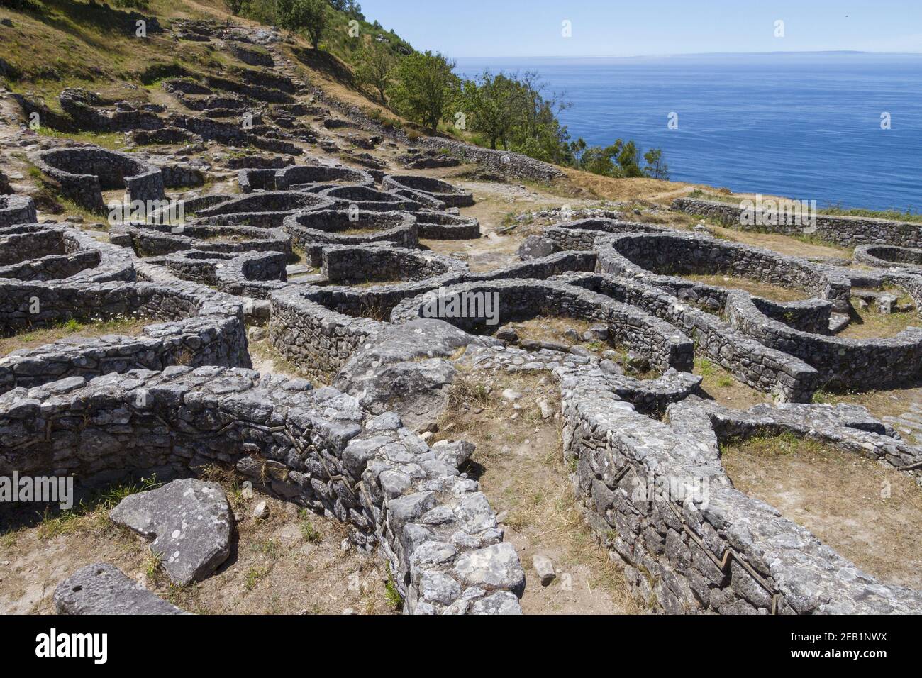 Ruins of the ancient Celtic village by the sea in Santa Tecla, Galicia ...