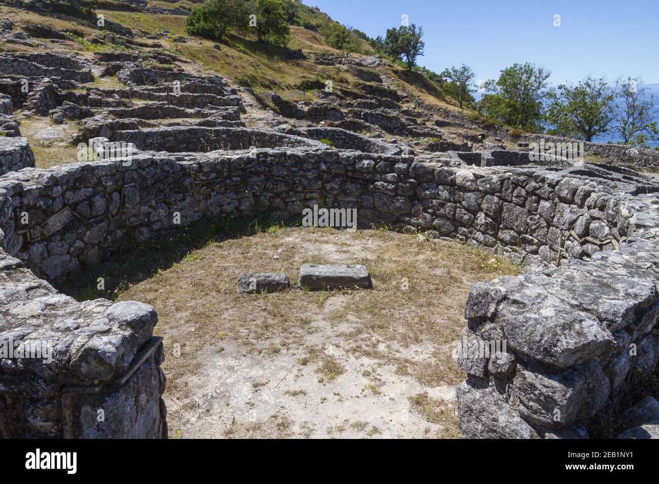 Ruins of the ancient Celtic village by the sea in Santa Tecla, Galicia ...