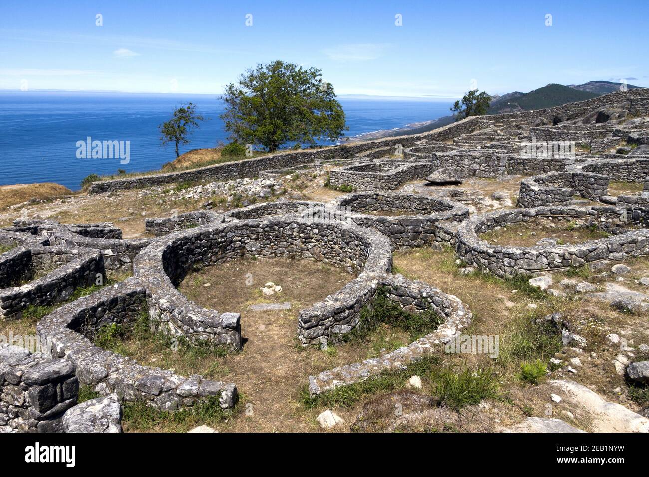 Ruins of the ancient Celtic village by the sea in Santa Tecla, Galicia ...
