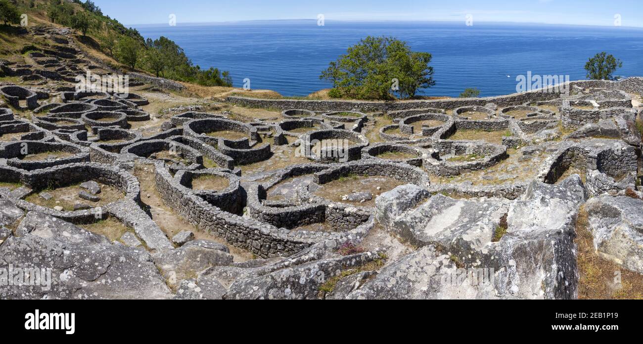 Ruins of the ancient Celtic village by the sea in Santa Tecla, Galicia ...