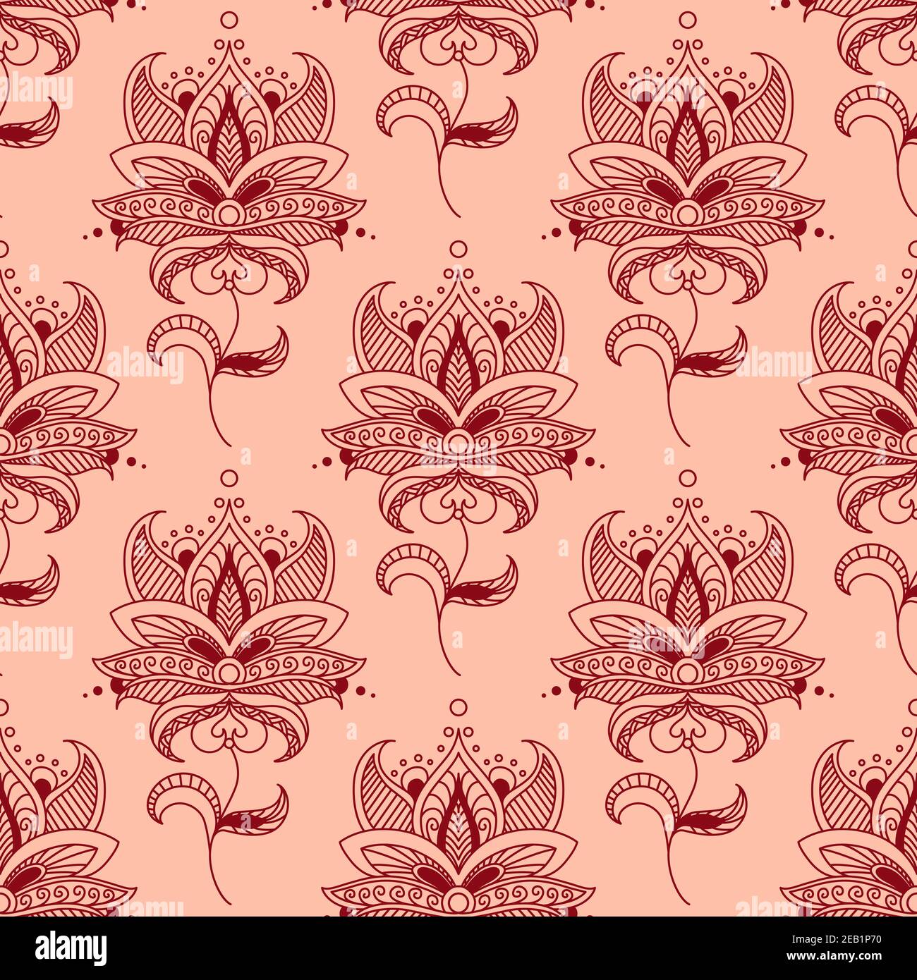 Red paisley seamless pattern on pink background for interior, wallpaper ...