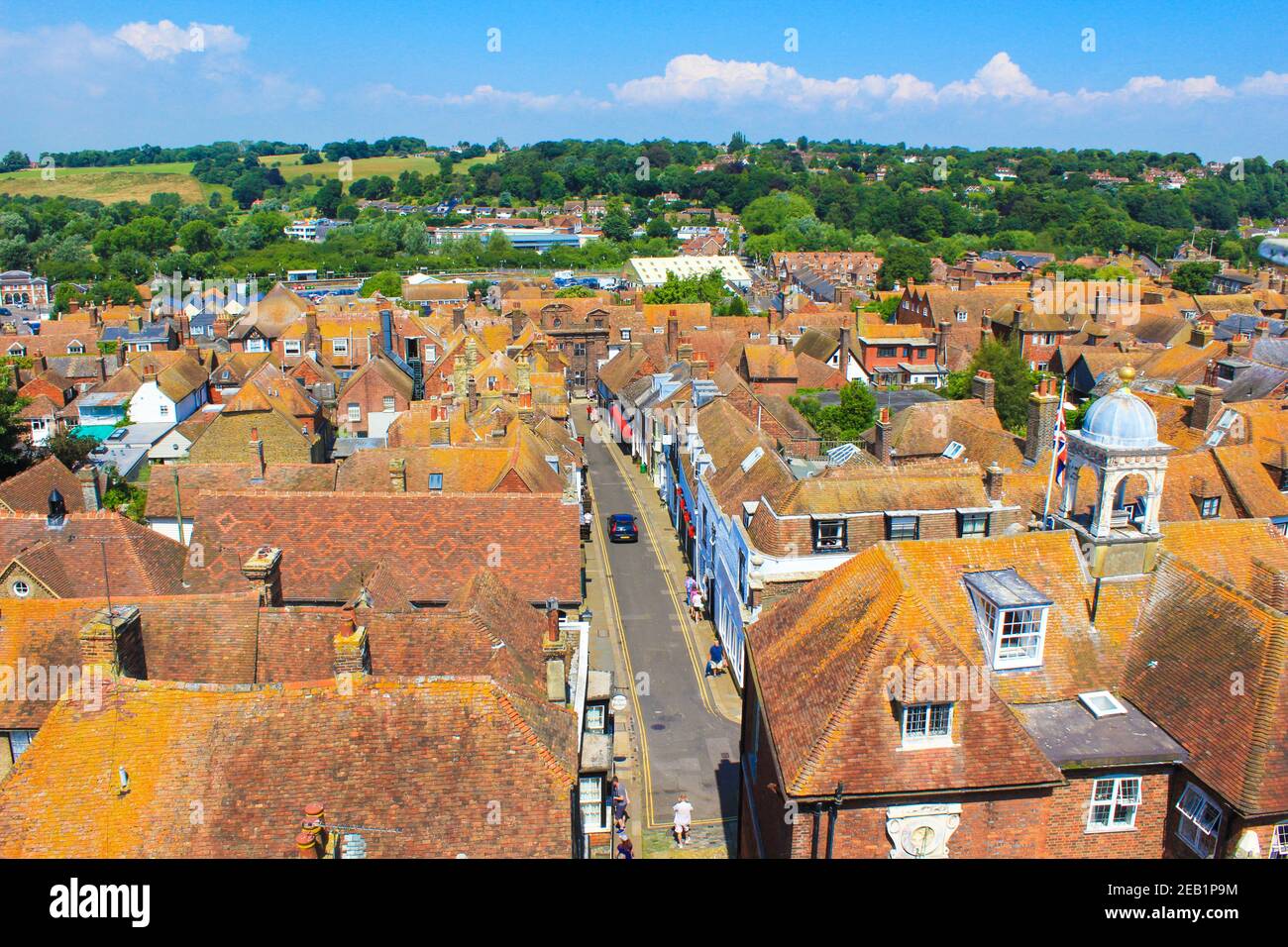 View of Rye town vicinity seen from St Mary's Church tower.Rye is an ...