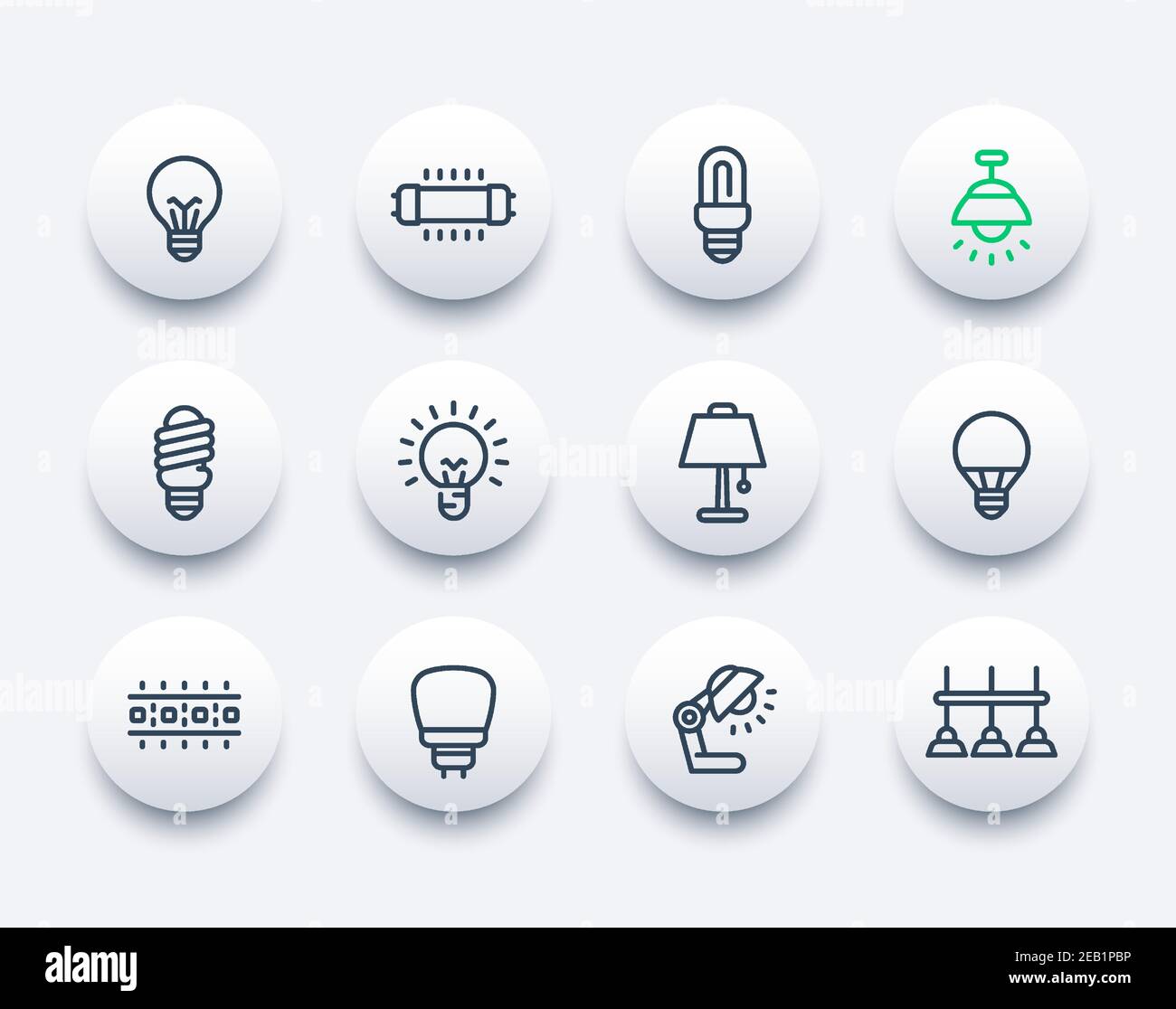 light bulbs, lamps and illumination line icons Stock Vector Image & Art ...