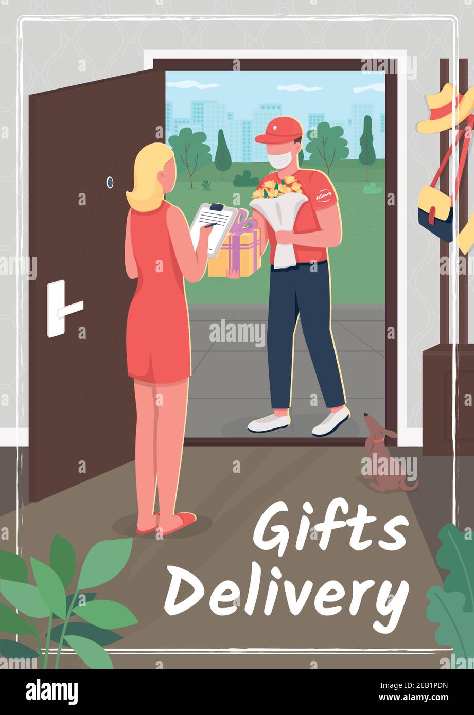 Gifts delivery poster flat vector template Stock Vector Image & Art - Alamy