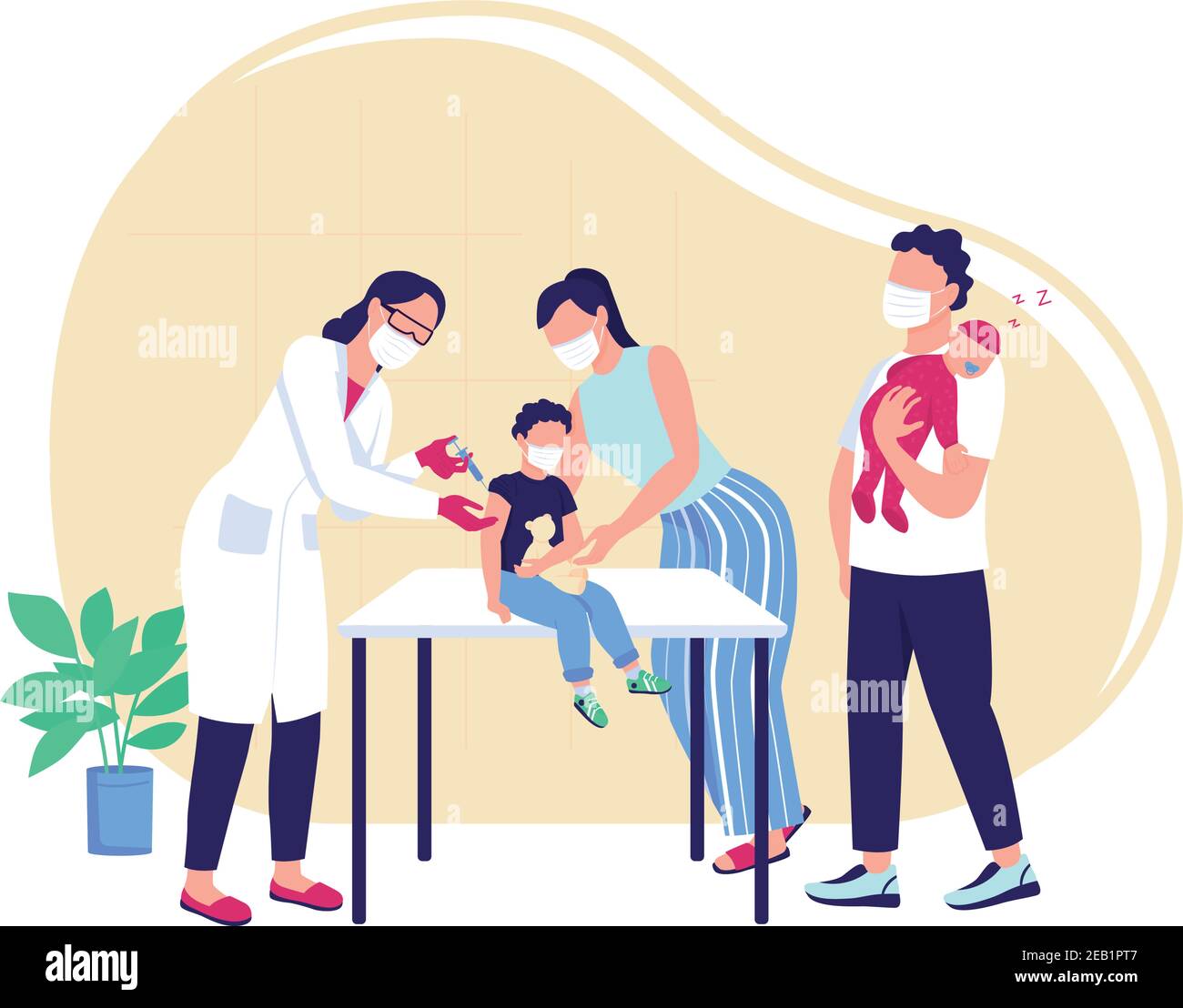 Vaccine injection for children flat concept vector illustration Stock ...