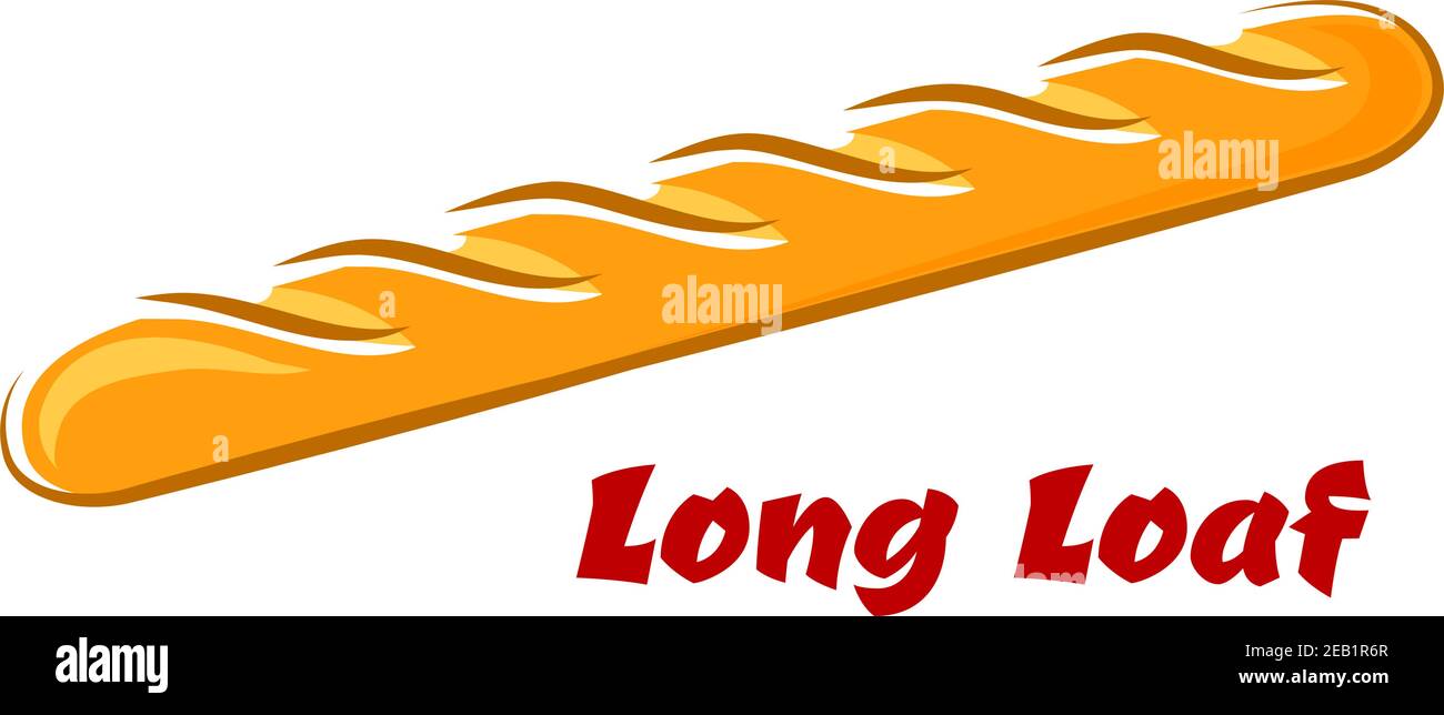 Cartoon long loaf of french baguette with crunchy golden crust isolated ...