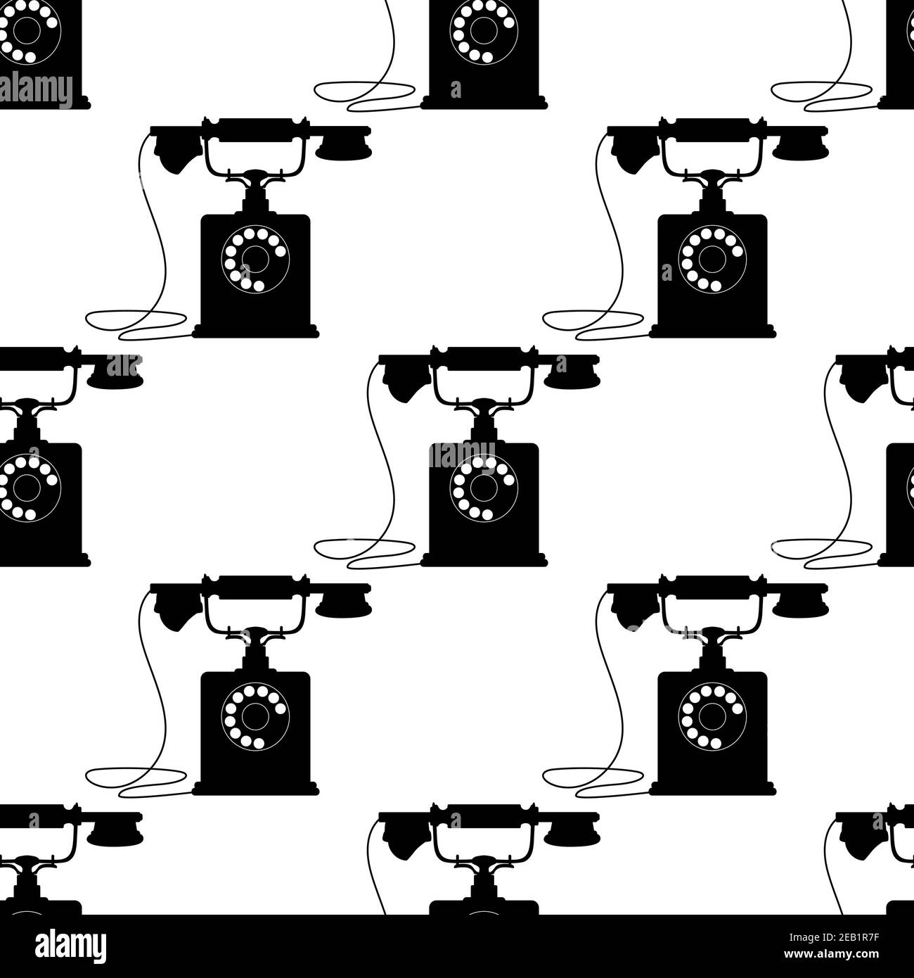 Seamless pattern of vintage telephone silhouettes with mouthpiece ...