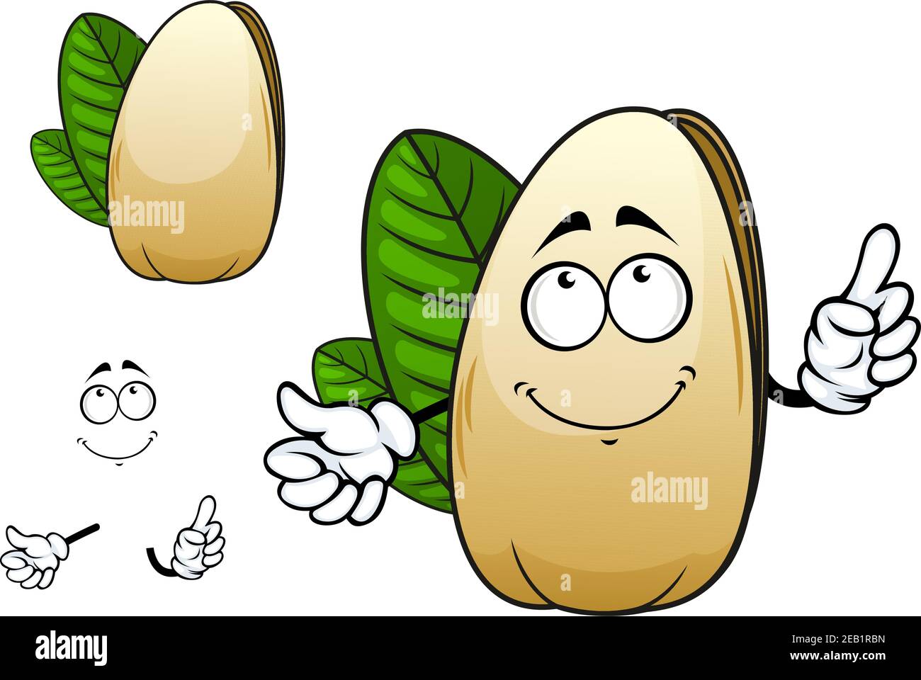 Smiling pistachio cartoon character depicting dry open nut in smooth ...
