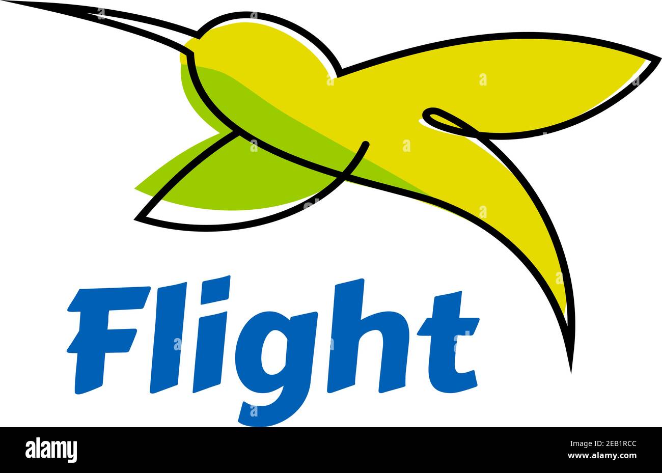 Abstract flying hummingbird logo or emblem showing small tropical ...
