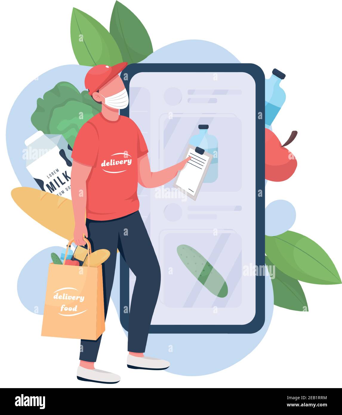 Food delivery man flat concept vector illustration Stock Vector Image ...