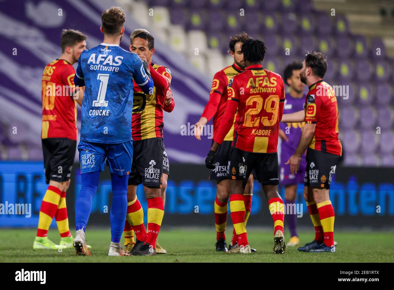 ANTWERPEN, BELGIUM - FEBRUARY 11: Player of KV Mechelen after the match ...