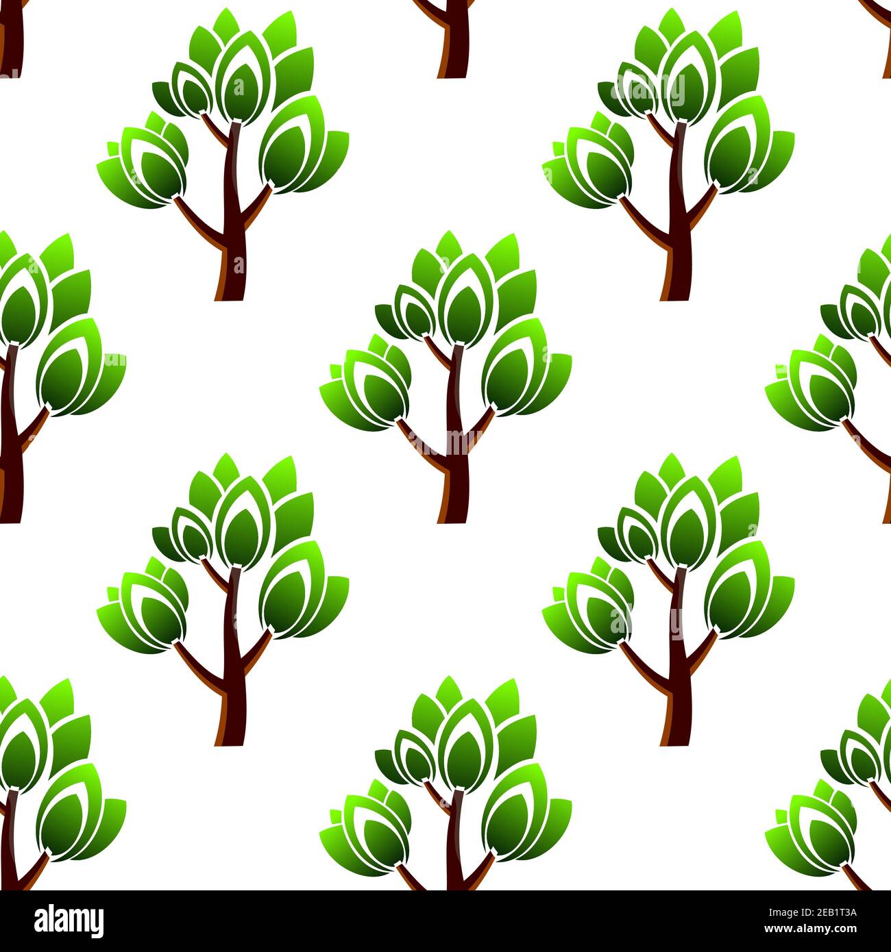 Forest seamless pattern showing repeating motif of trees with green ...