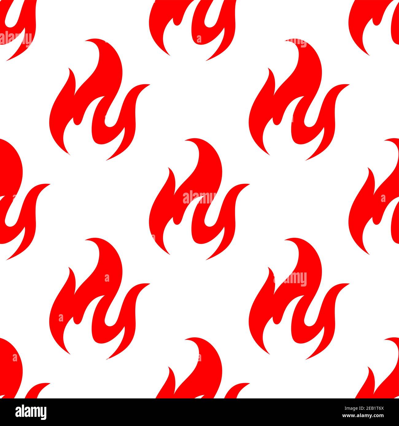 Hot red swirls of fire flames seamless pattern in retro style on white ...