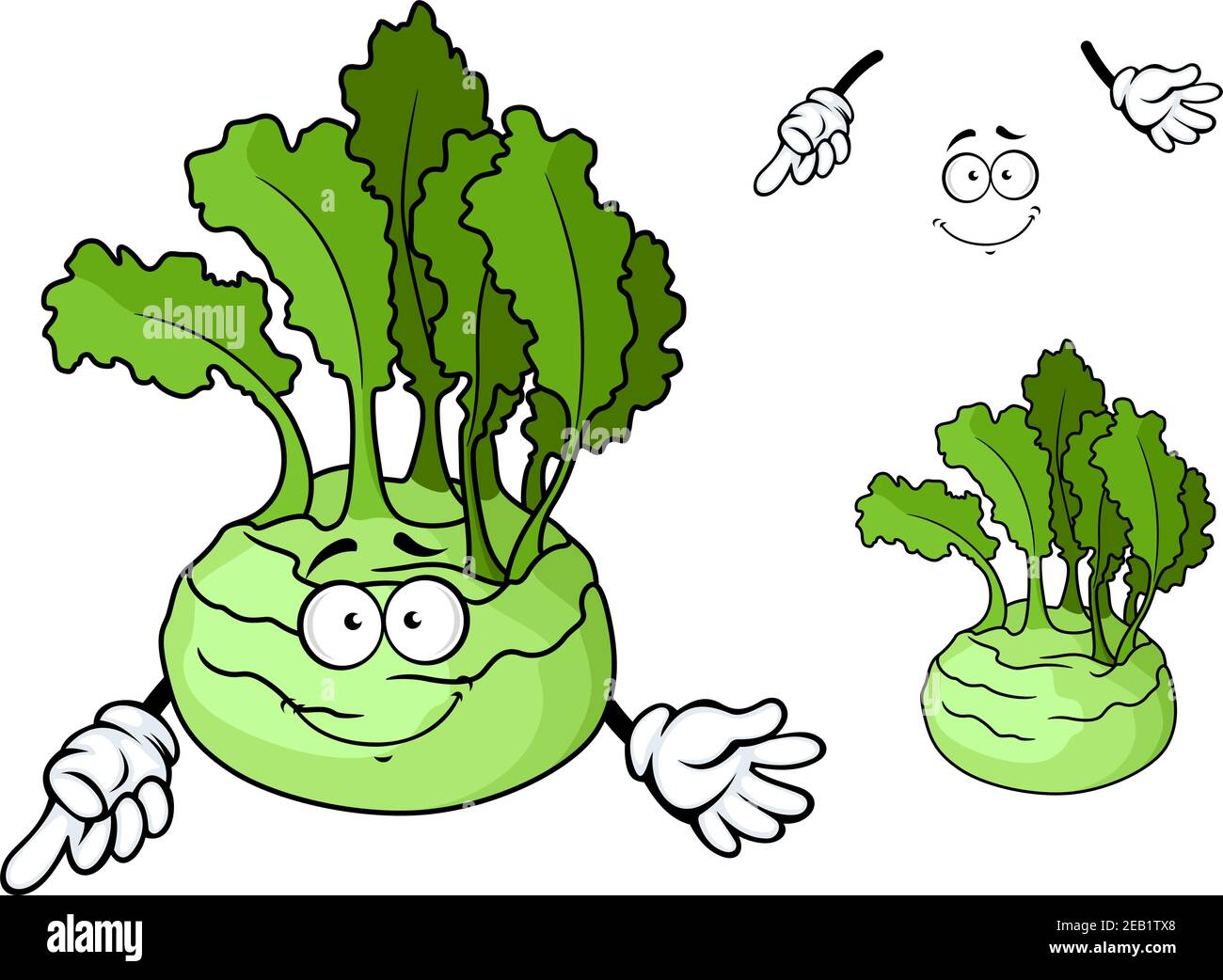 Smiling ripe kohlrabi cabbage vegetable cartoon character with crisp ...