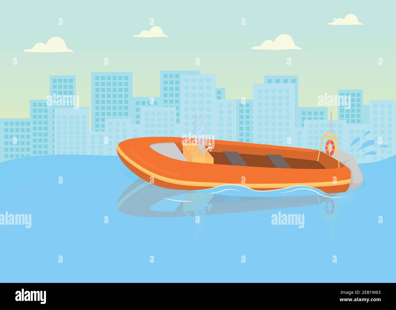 Coast guards boat flat color vector illustration Stock Vector Image ...