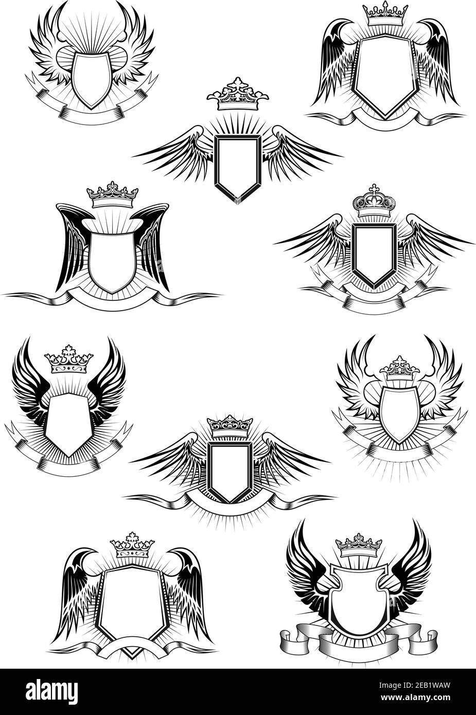 Blank Winged Shield Template